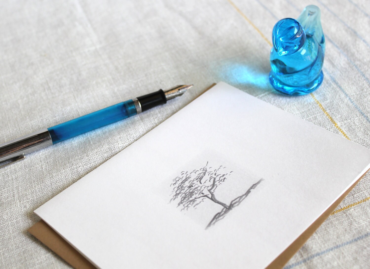 Card Set- Trees- Set of 8 Sketch Art Cards - Etsy