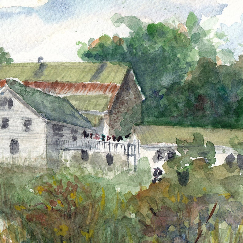Americana Landscape - Amish Farm - Watercolor Art Print - Etsy