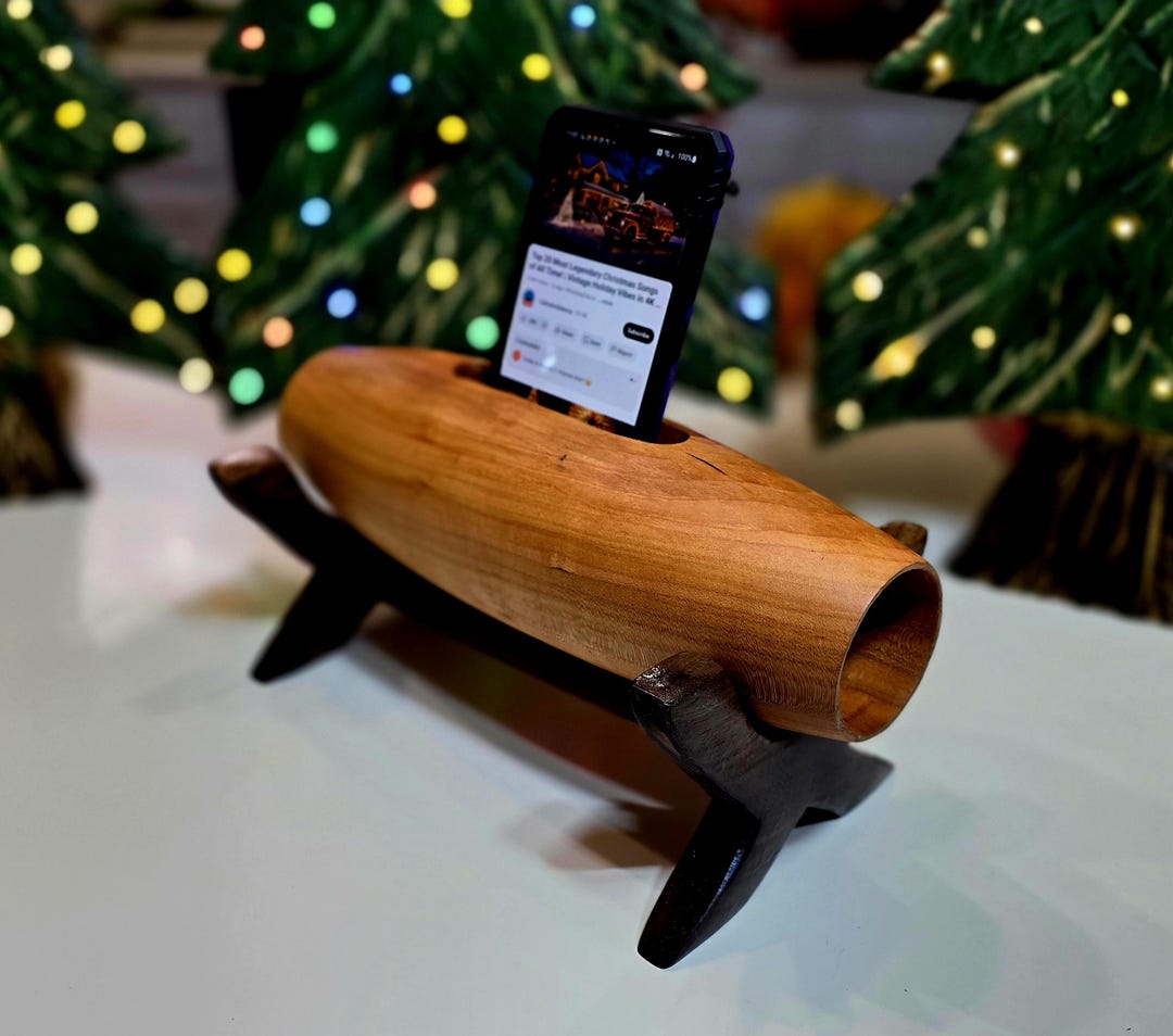 Naturally Amplified. Artisan Cherry Wooden Phone Music Enhancer. - Etsy