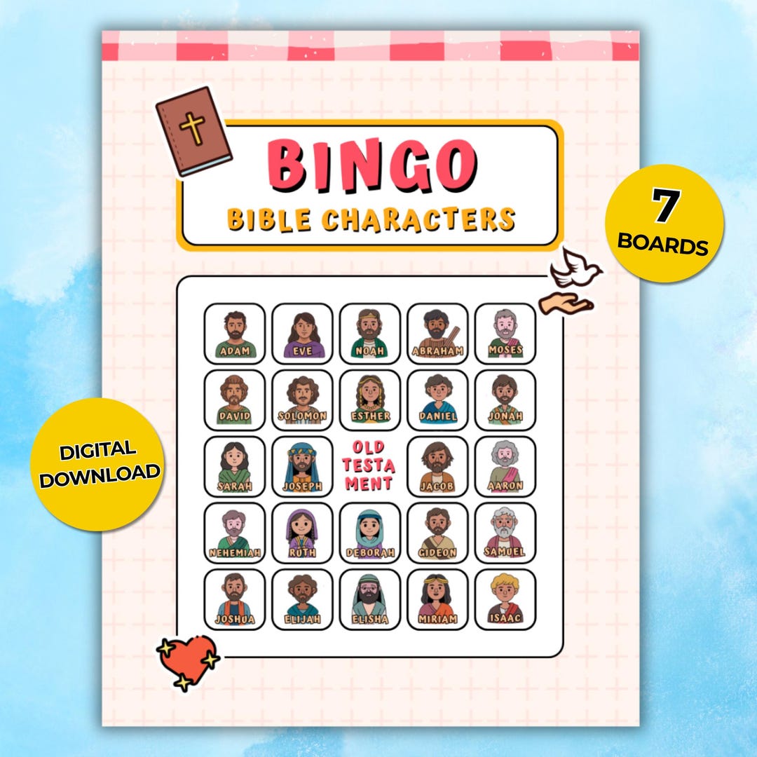 Bible Bingo Game - Old Testament Christian Activity - Sunday School ...