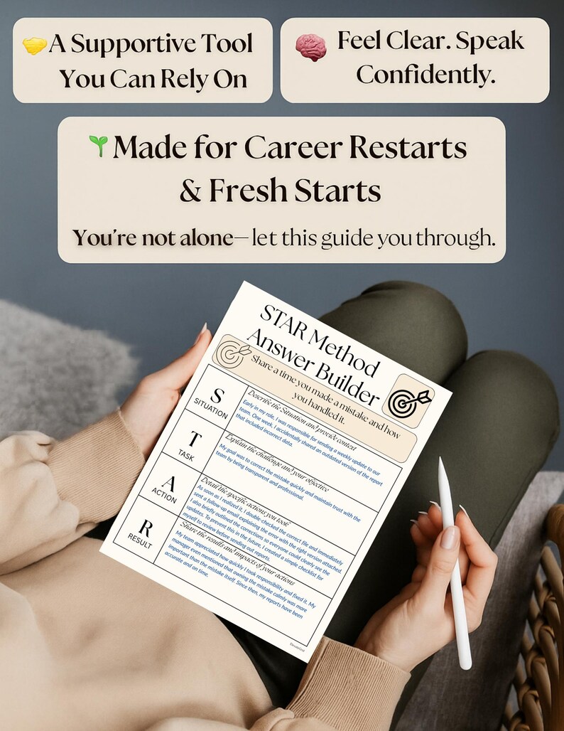 STAR Method Interview Workbook – Printable & Fillable PDF | 12 ...