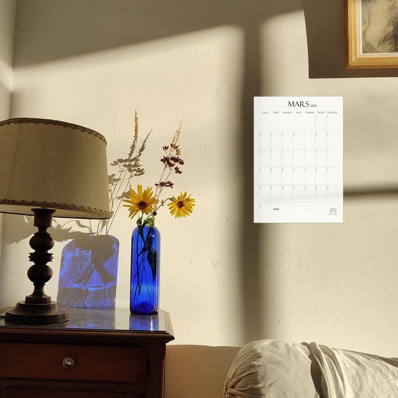 Minimalist Printable Calendar to Download - 12 Months - French - A4 ...