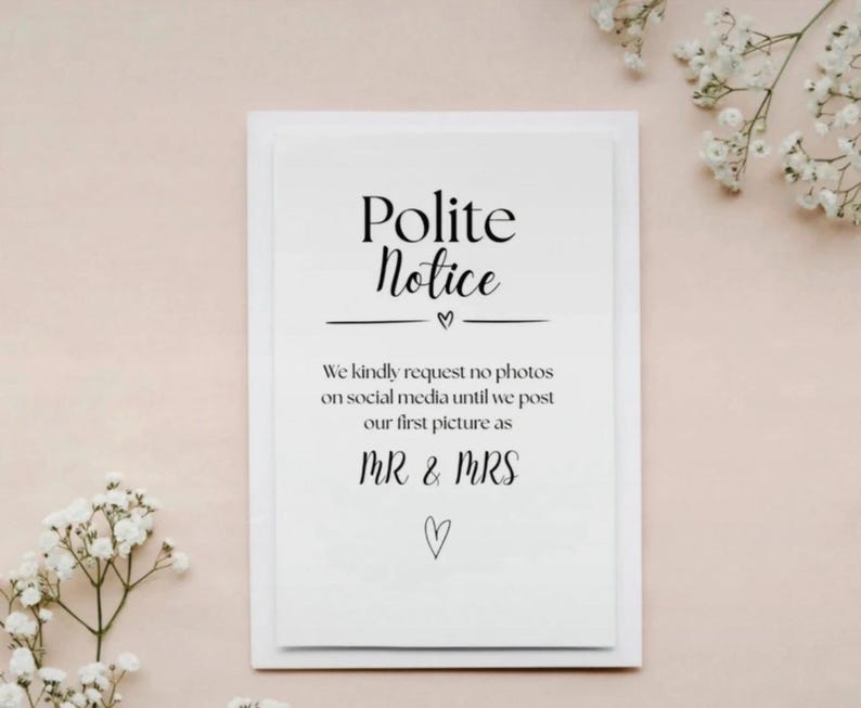 Polite Notice Wedding Print | A4 | A5 | Wedding Signs - Etsy UK
