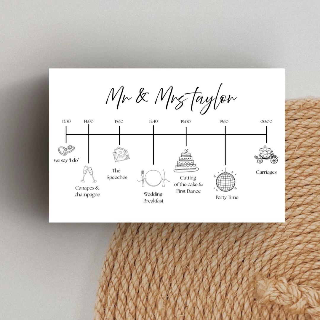 Stylish Wedding Day Timeline Sign Template - Editable & Printable ...