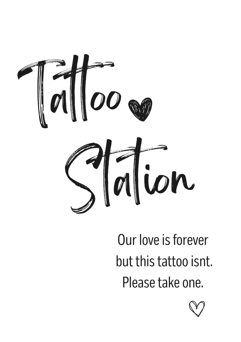 Temporary Tattoo Station | Weddings | Love | Signs | A5 | - Etsy