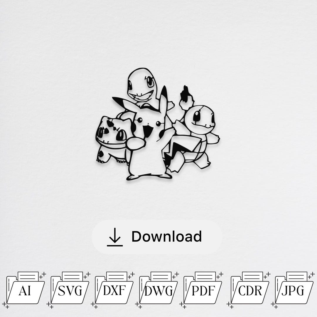Pokemon Svg Dxf Ai Digital Files | Pokemon Laser Cut Files | Cnc ...