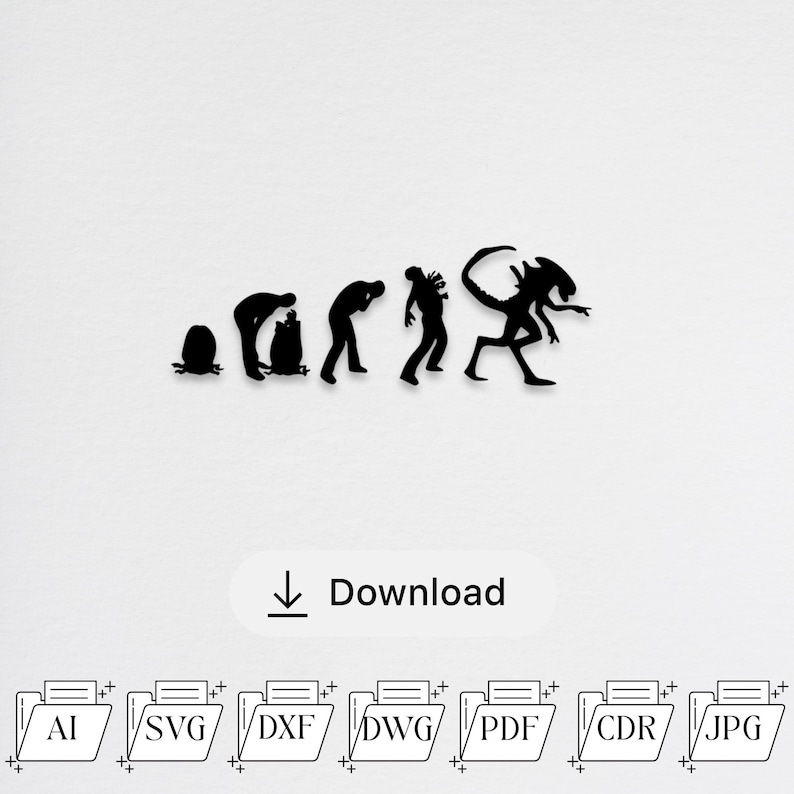 Alien Evolution Laser Cut Files | CNC Router, Glowforge (digital ...