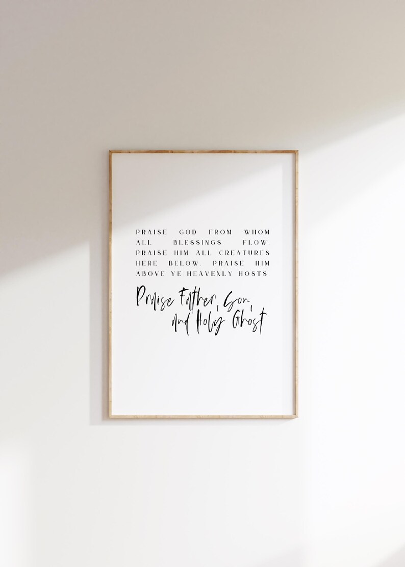 Wall Art, Doxology Christian Hymn Poster for Home Decor, Religious Gift ...