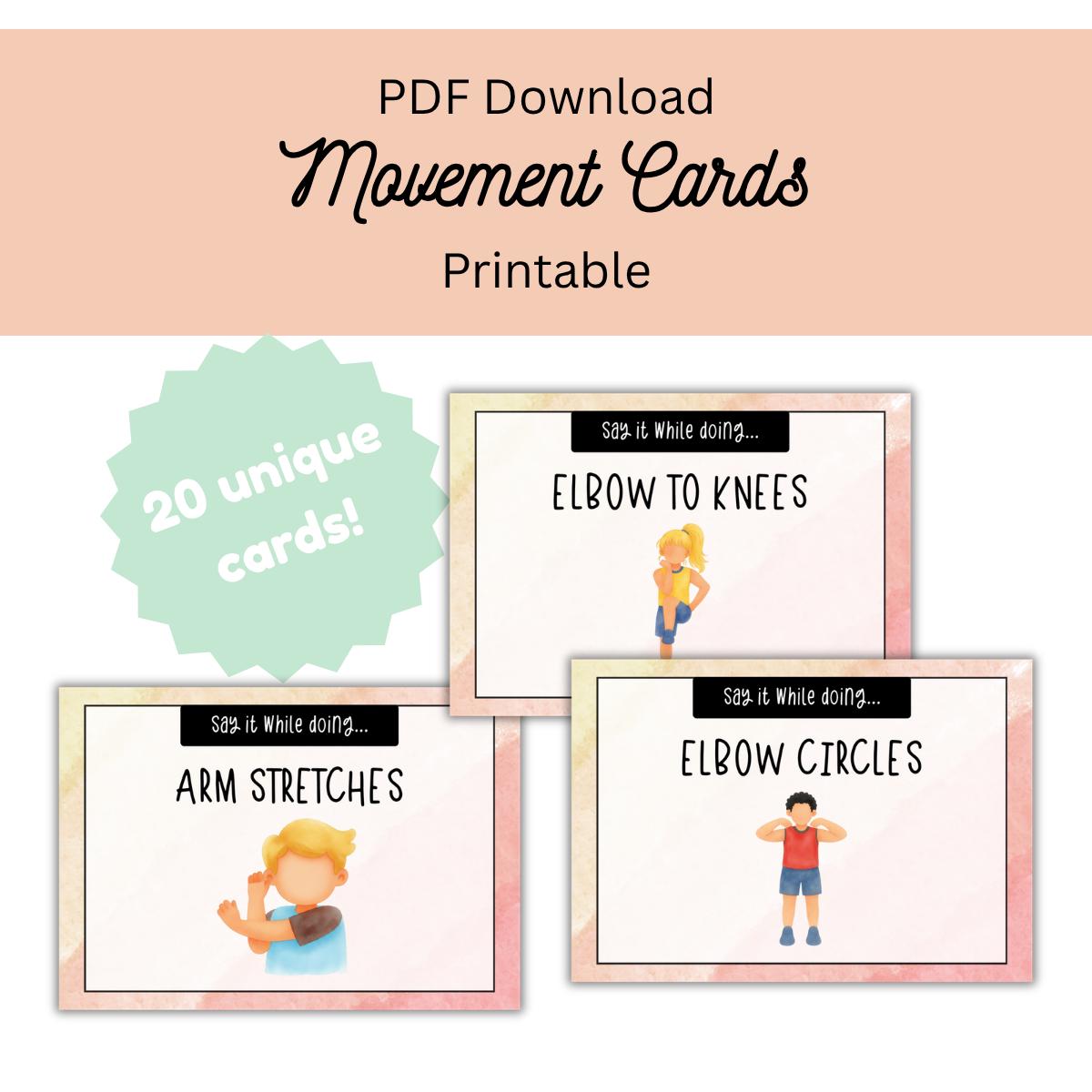 Movement Cards for Kids | Printable Brain Break & Memory Work Activity ...