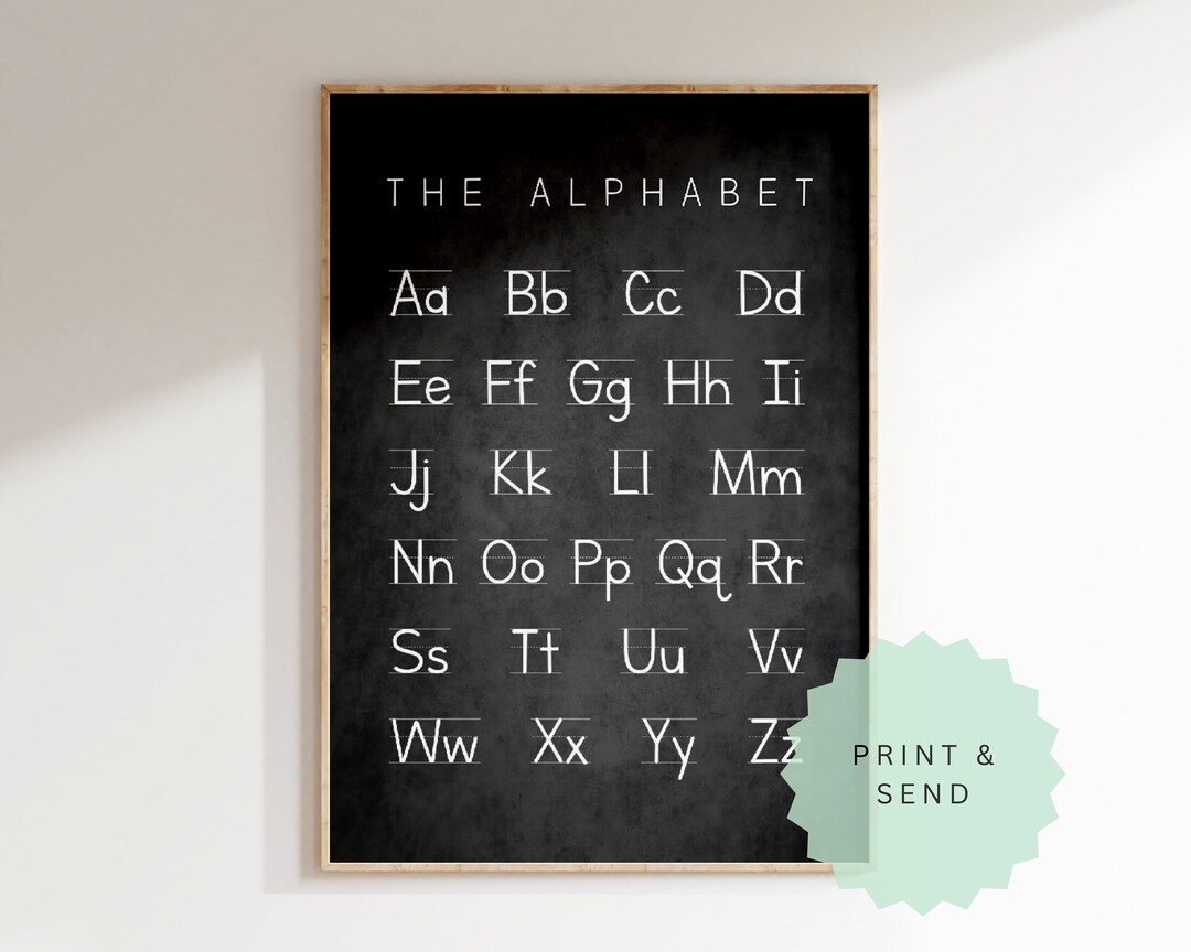 The Alphabet // Chalkboard Background // Print - Etsy