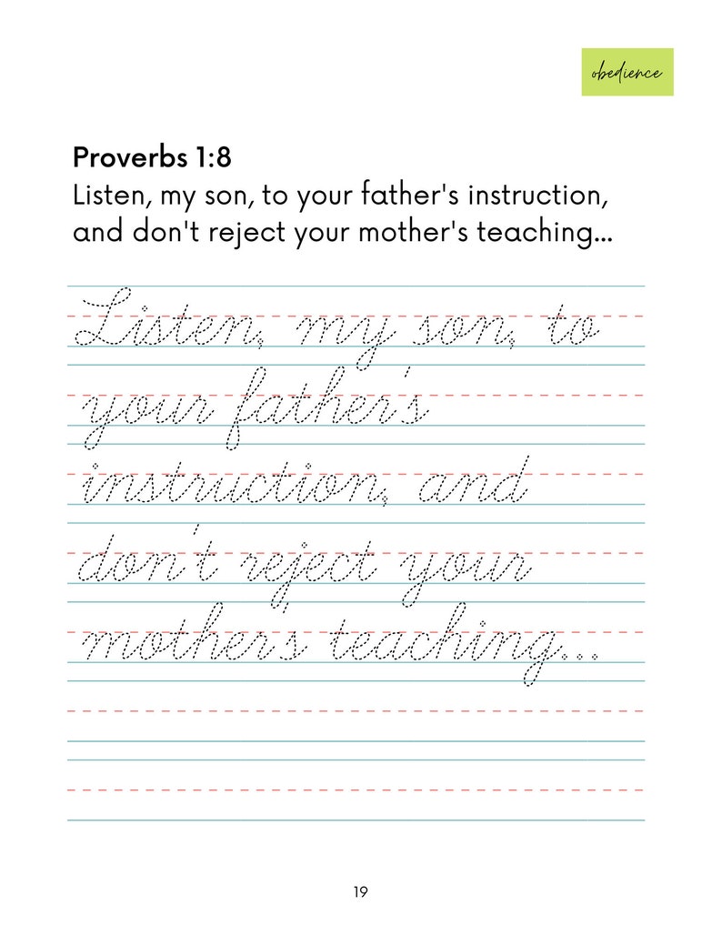 Cursive Scripture Copywork by Character Traits - Etsy