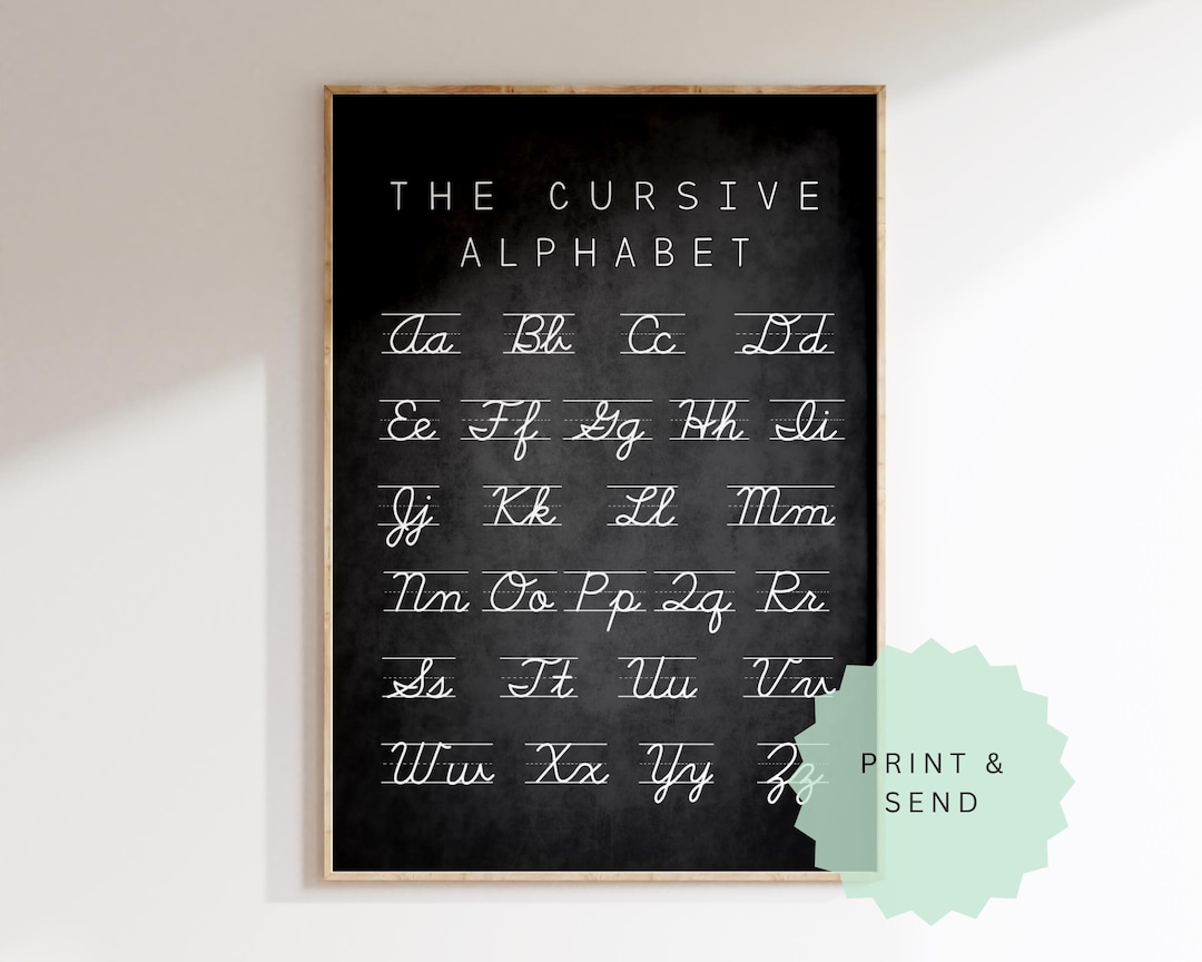 The Cursive Alphabet // Chalkboard Background // Print - Etsy Australia