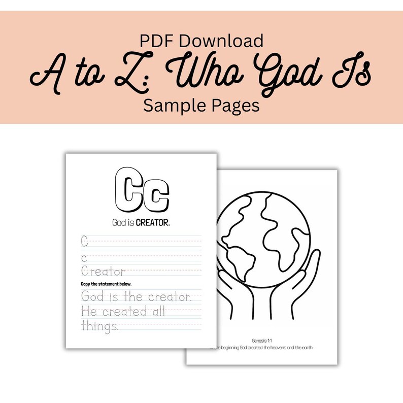 A to Z: Who God is | Christian Alphabet Workbook With Tracing, Copywork ...