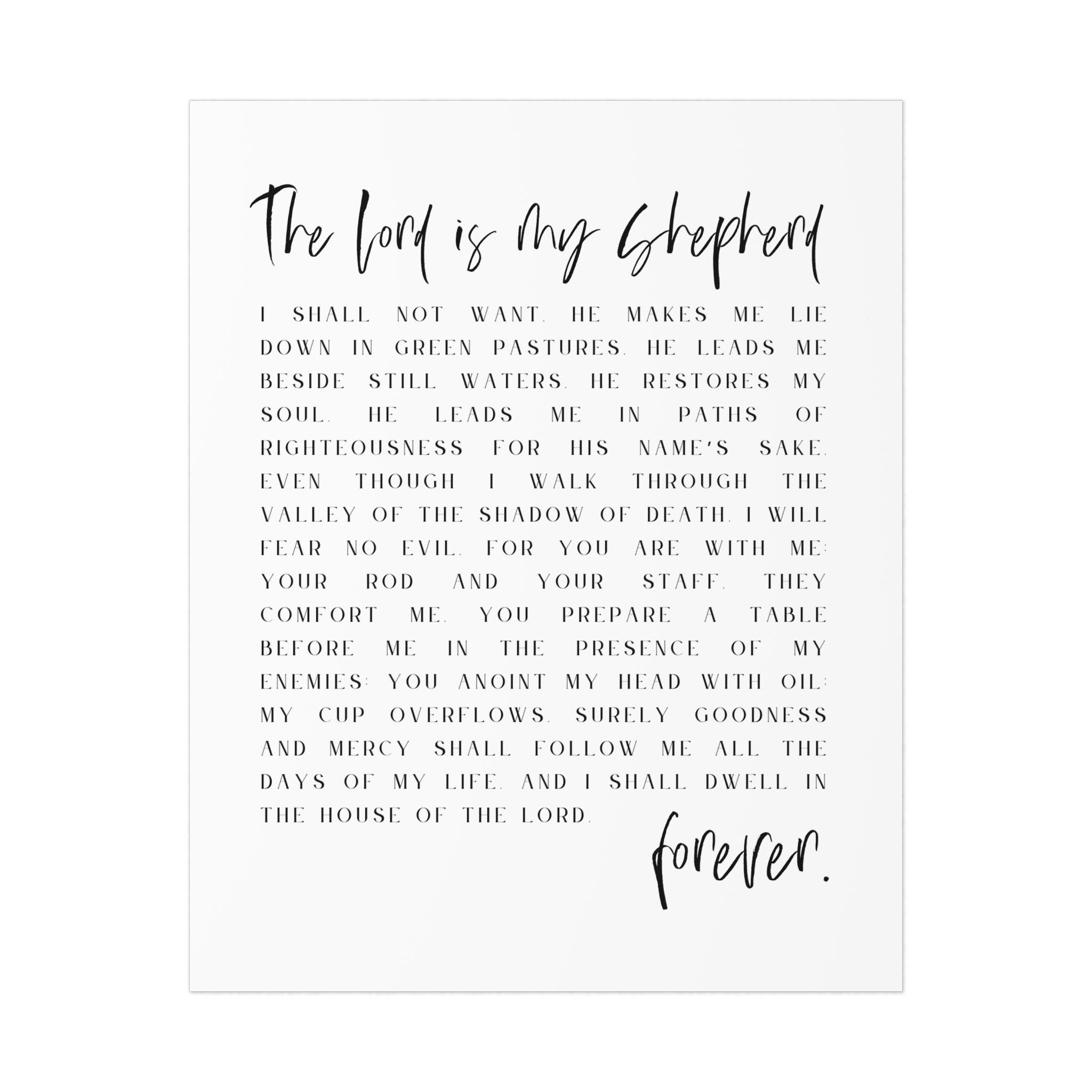 Wall Art, Christian Art Print Psalm 23, Minimalist Design, Scripture ...
