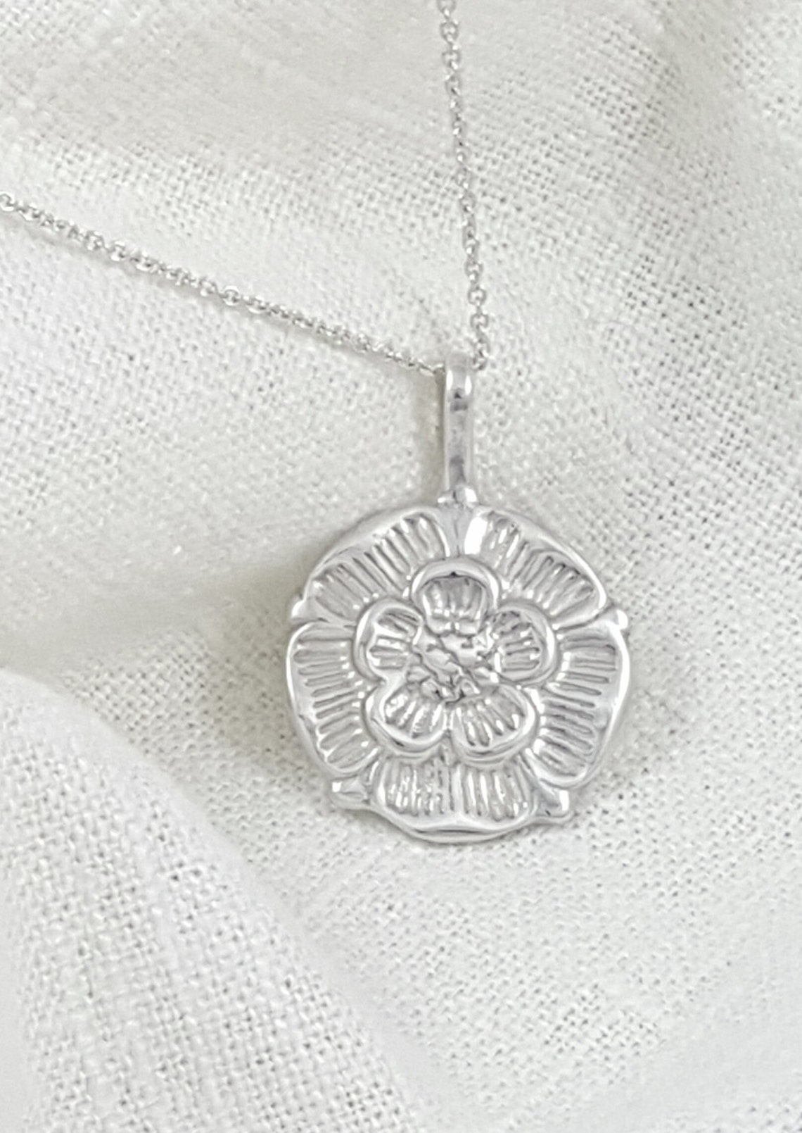 Hand Crafted Solid Sterling Silver Tudor Rose Necklace Pendant - Etsy
