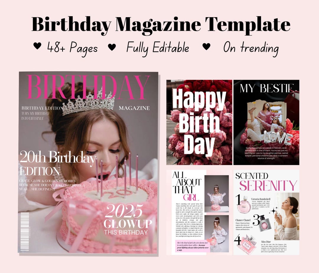 Custom Birthday Magazine Template | Birthday Magazine for Best Friend ...