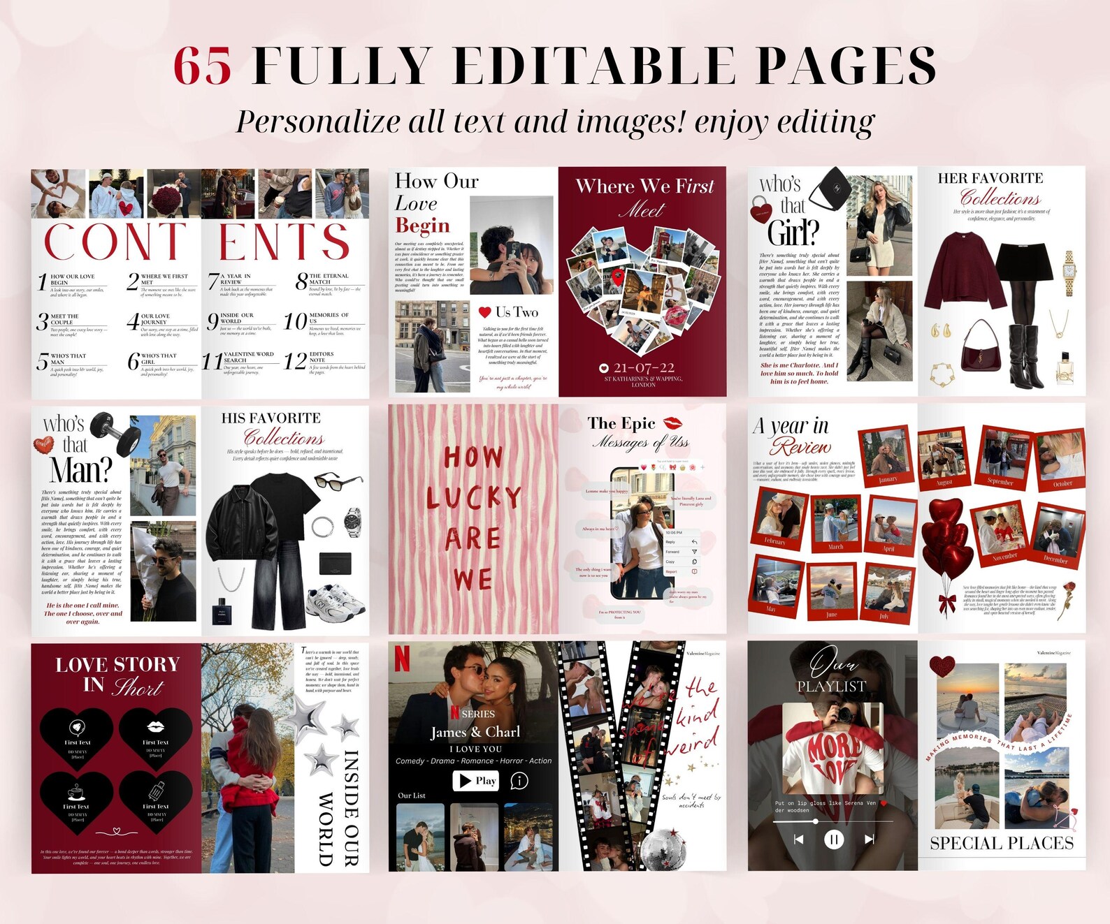 Valentine Magazine Template for Couples | Editable Canva Love Story ...