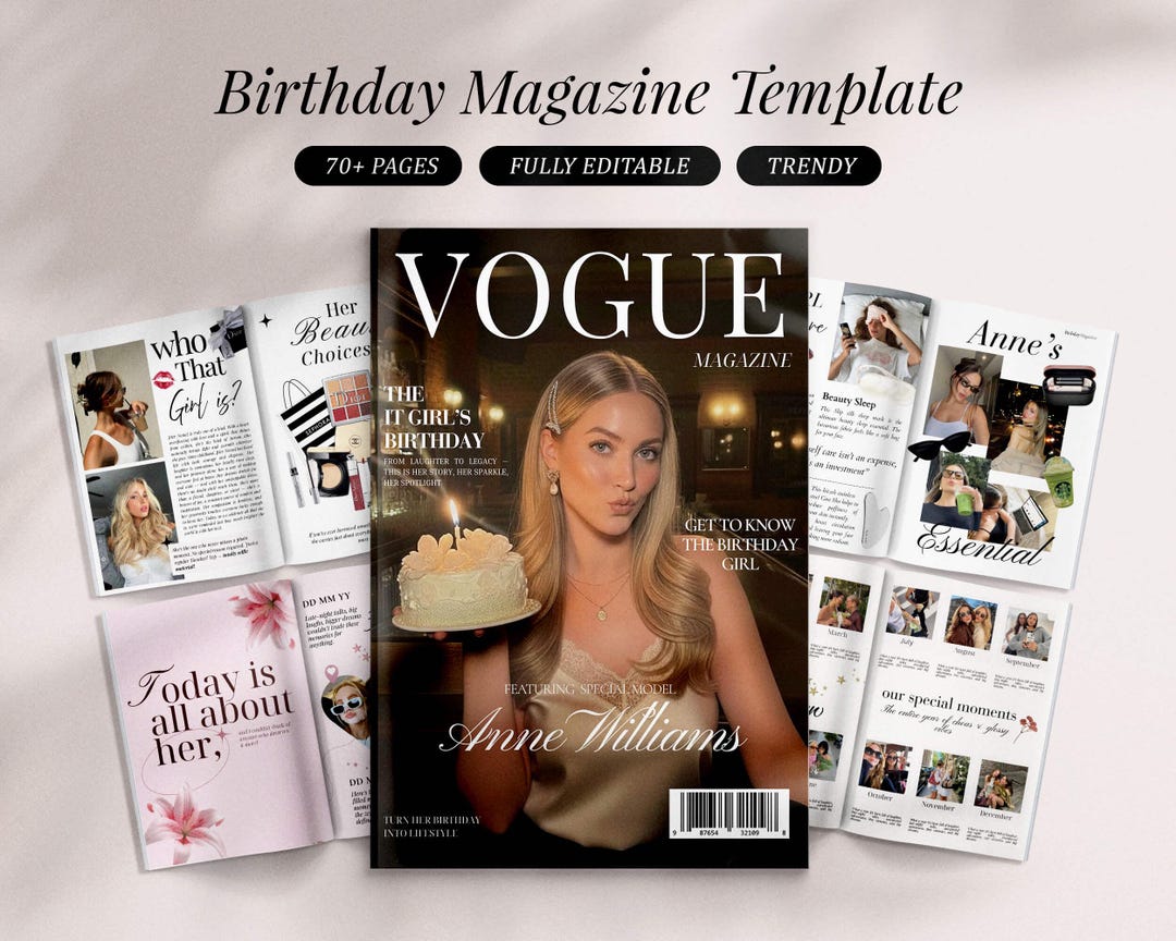Birthday Magazine Template for Best Friend | Canva Magazine Birthday ...
