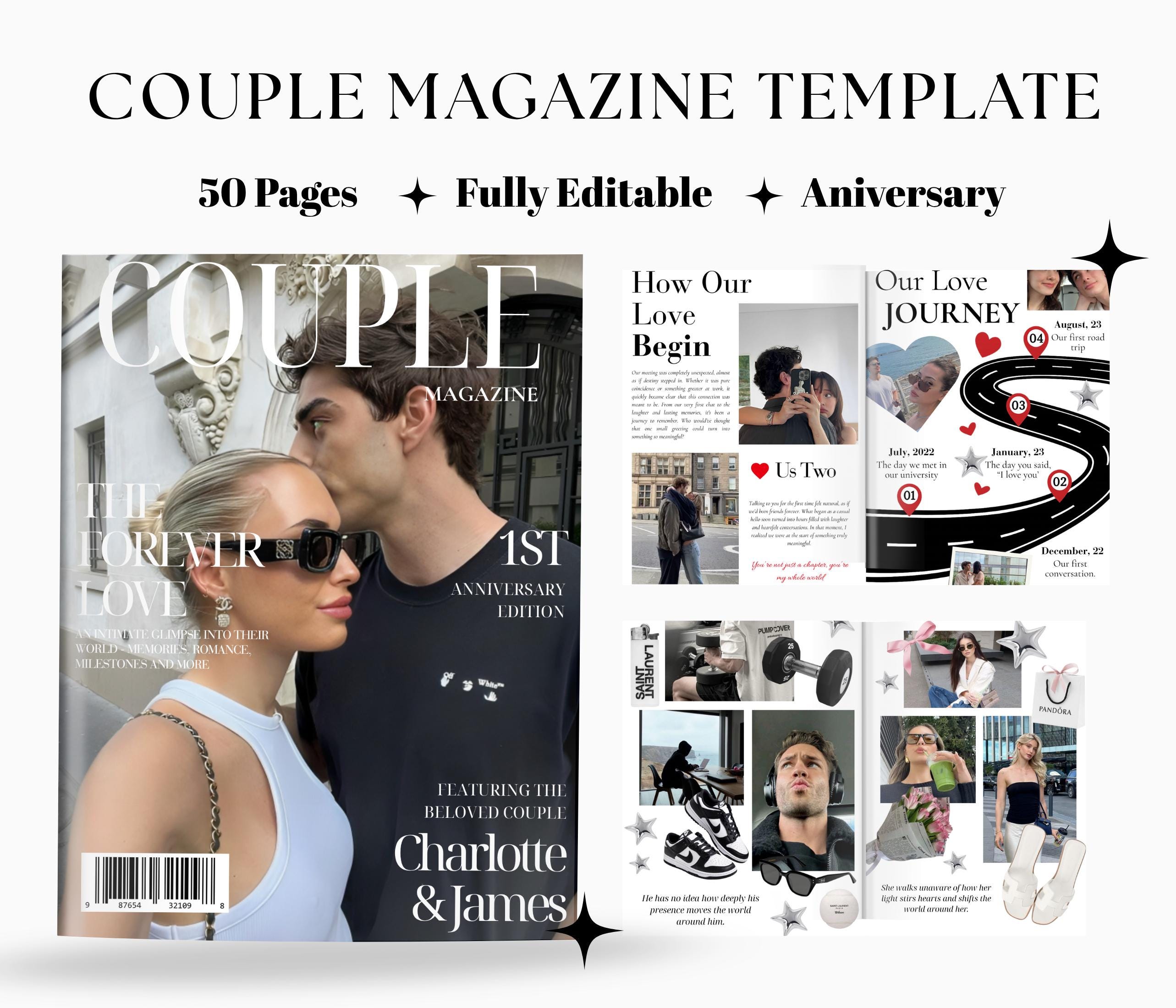 Personalized Couples Magazine Template | DIY Anniversary Gift (canva ...