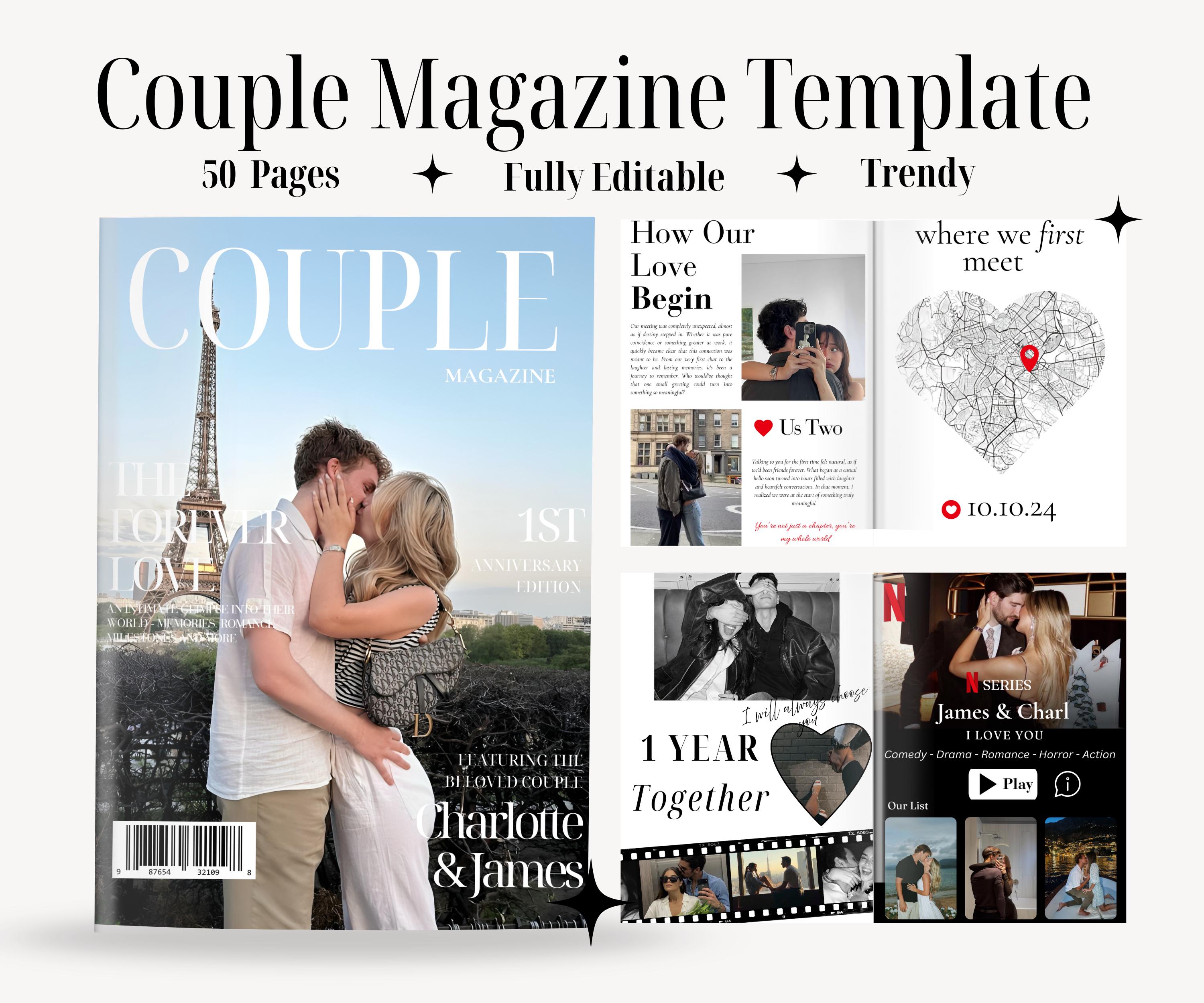 Personalized Couples Magazine Template | Canva Editable Magazine ...