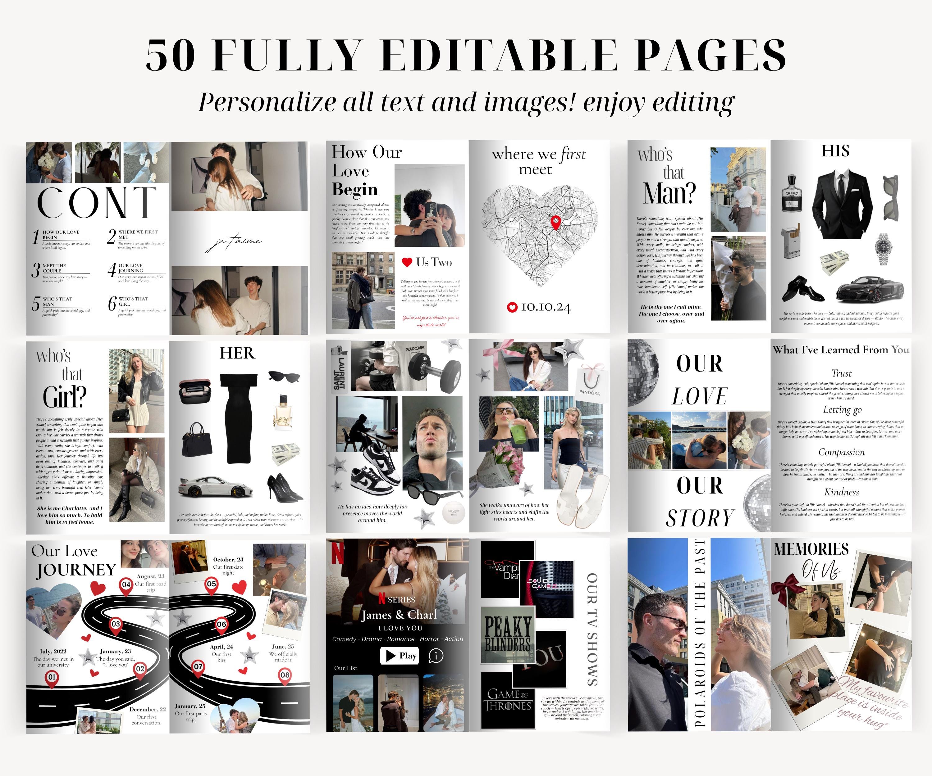 Personalized Couples Magazine Template | Canva Editable Magazine ...