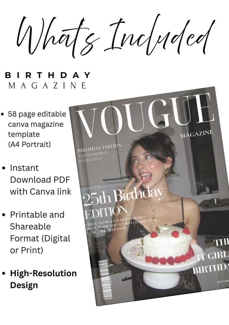 Personalized Birthday Magazine Template for Best Friend | Vogue Style ...