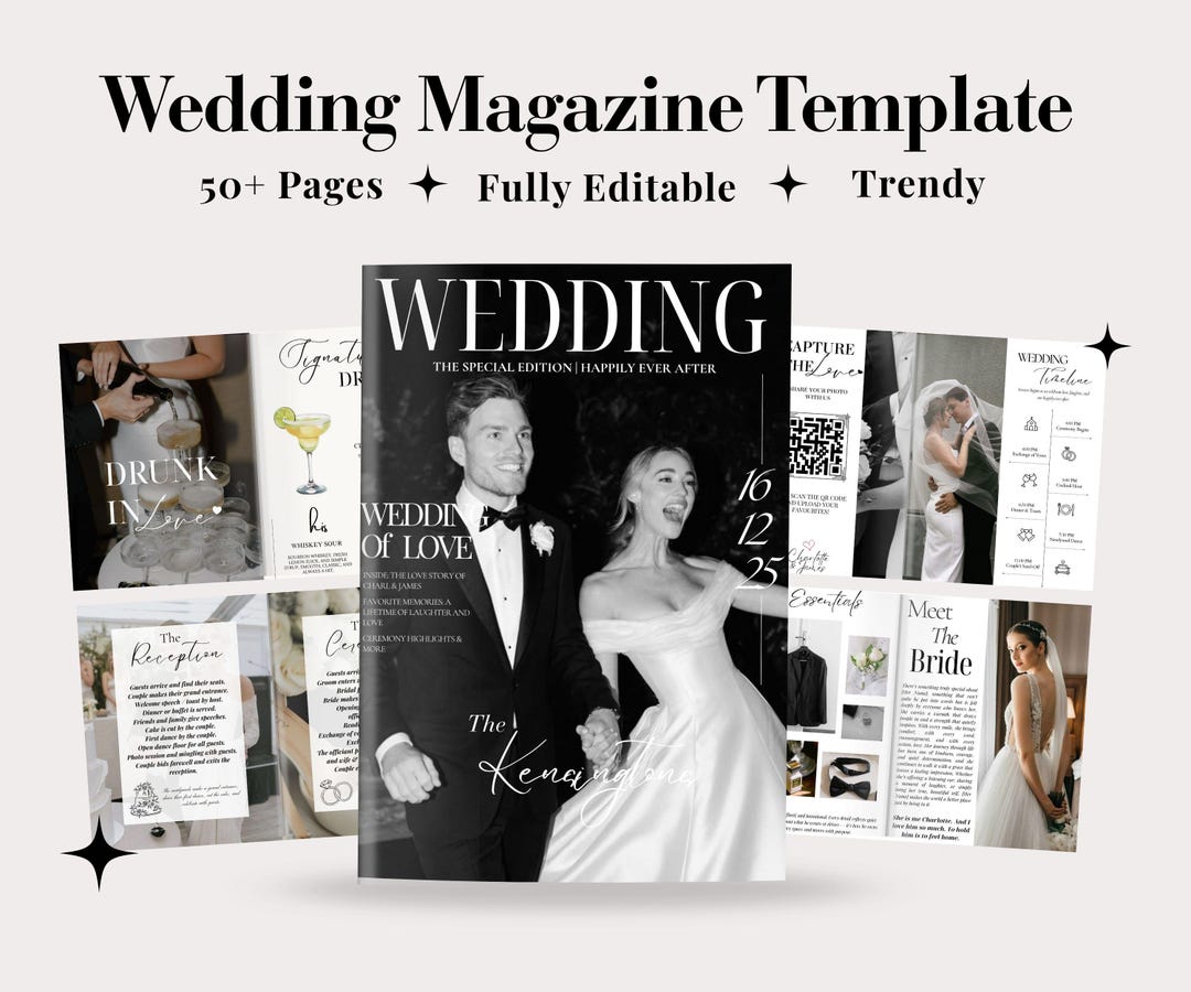 Wedding Magazine Template | Editable Wedding Program | Wedding Booklet ...