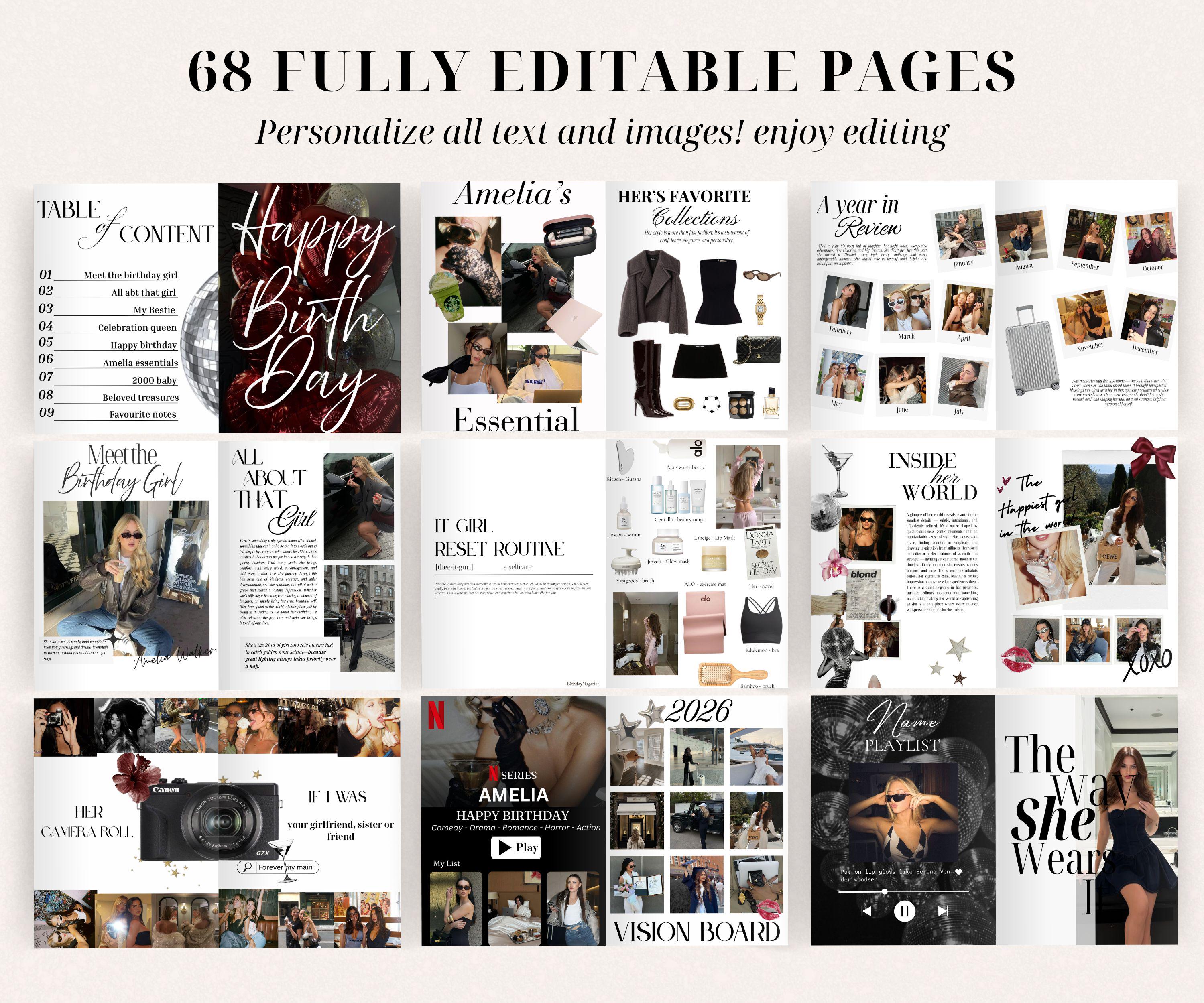 Birthday Magazine Template for Best Friend | Canva Magazine Template ...