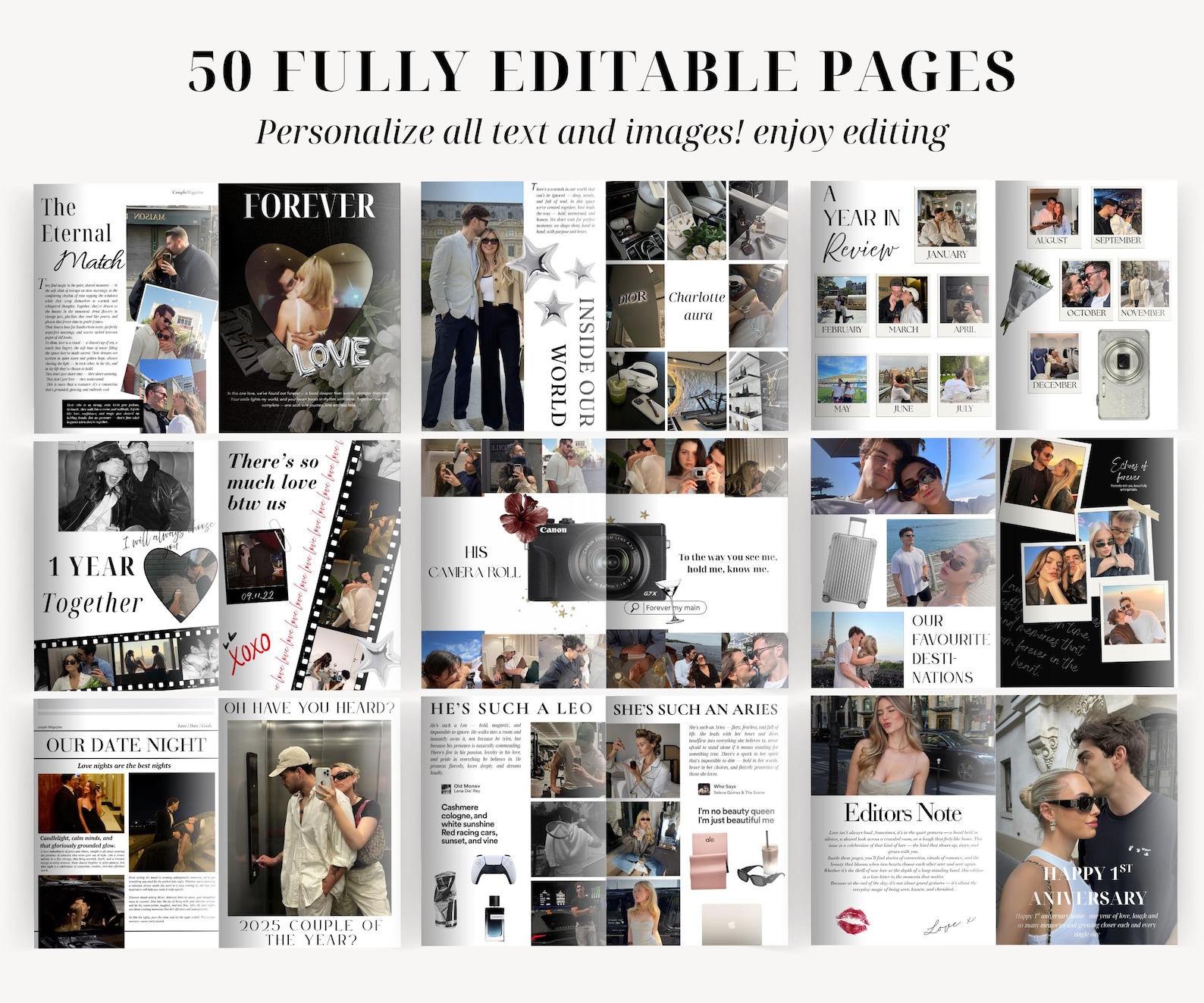 Personalized Couples Magazine Template | DIY Anniversary Gift (canva ...