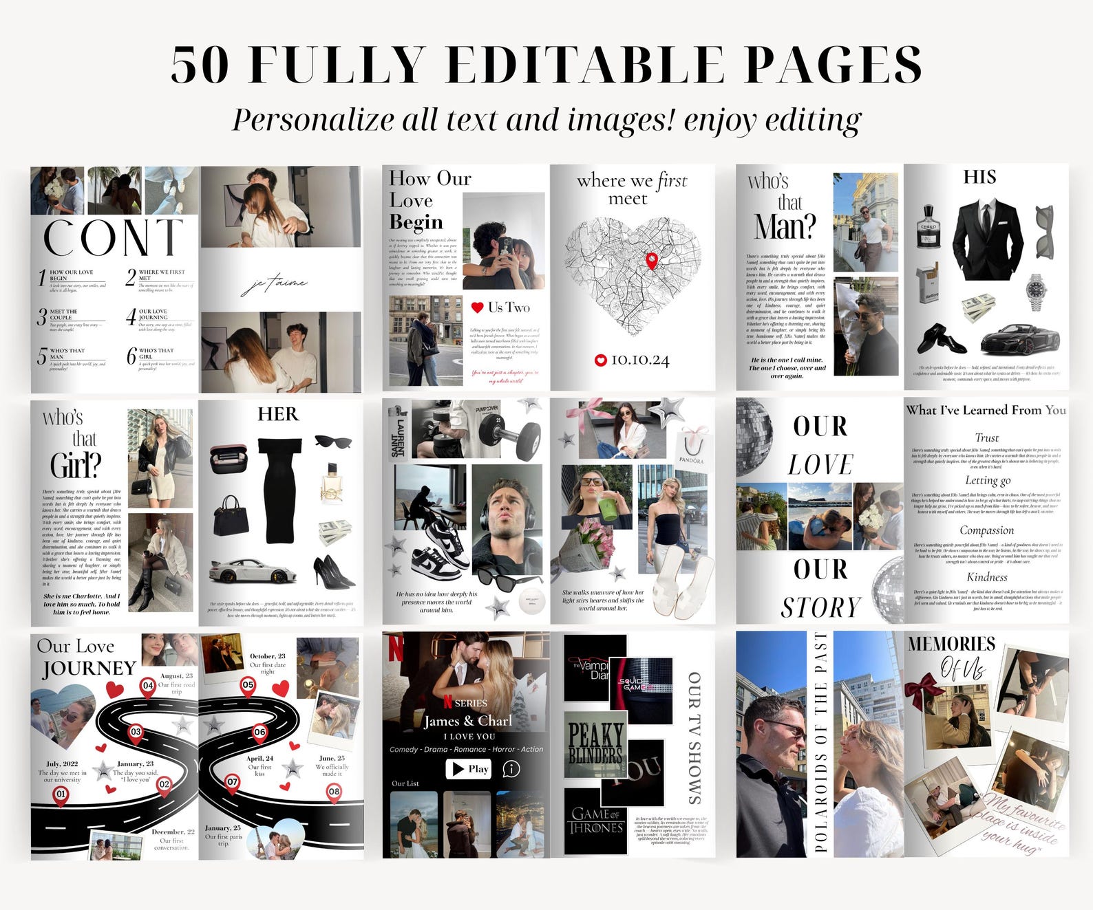 Personalized Couples Magazine Template | DIY Anniversary Gift (canva ...