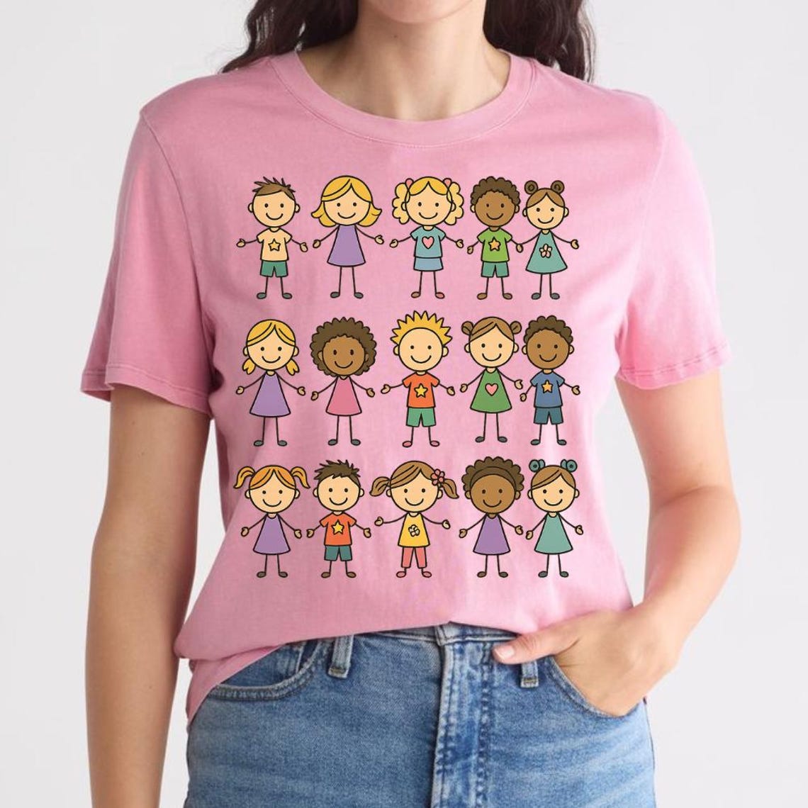 Cute Diverse Kids Clipart - Hand Drawn Cartoon Children Illustration ...