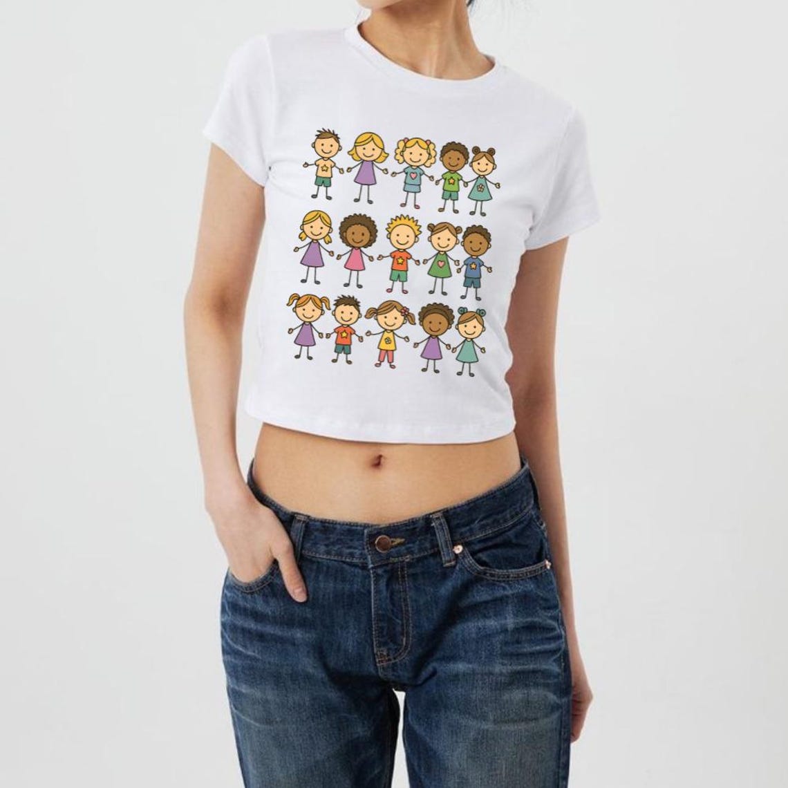 Cute Diverse Kids Clipart - Hand Drawn Cartoon Children Illustration ...