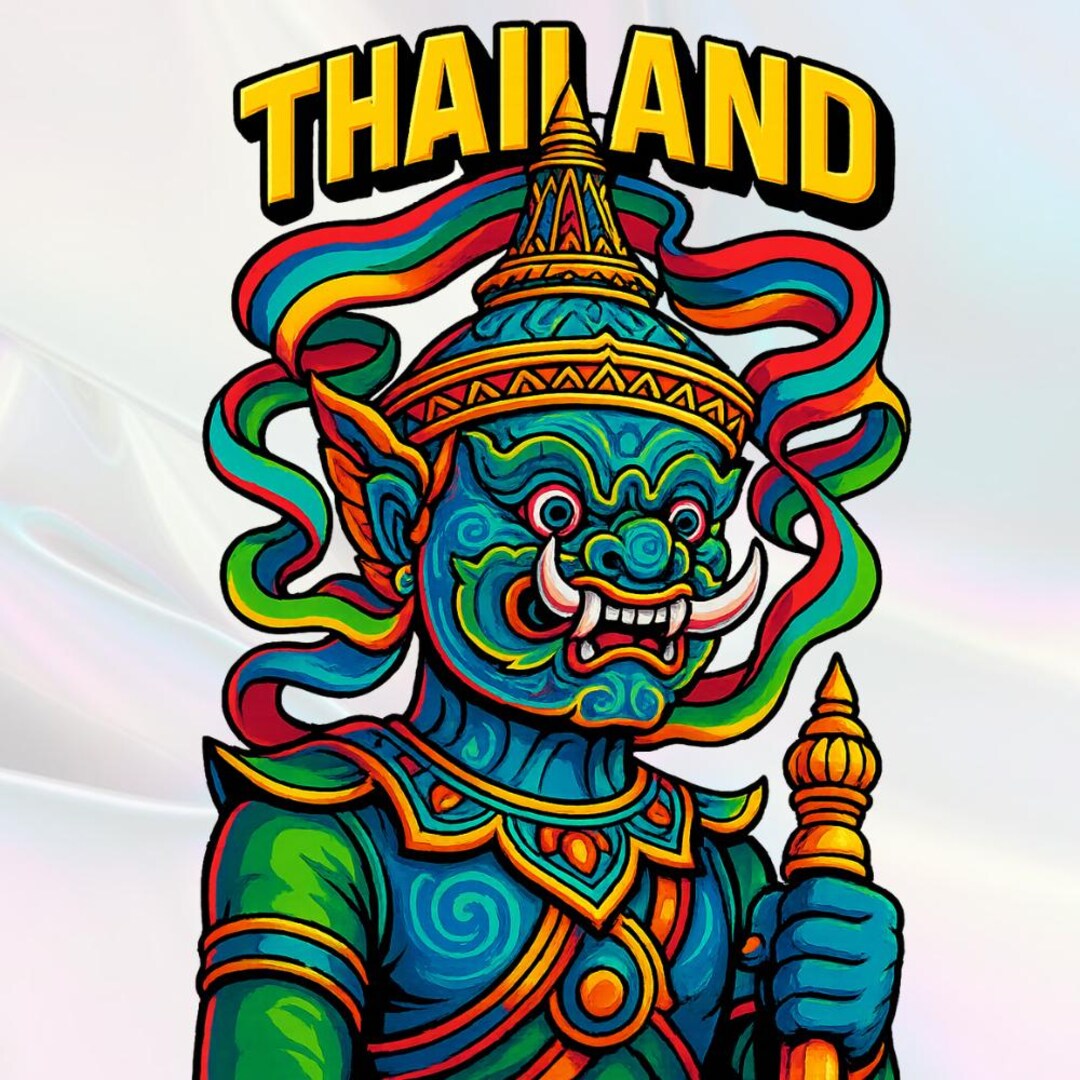Colorful Thai Giant Art – Yaksha Warrior Poster | Thai Culture Digital ...