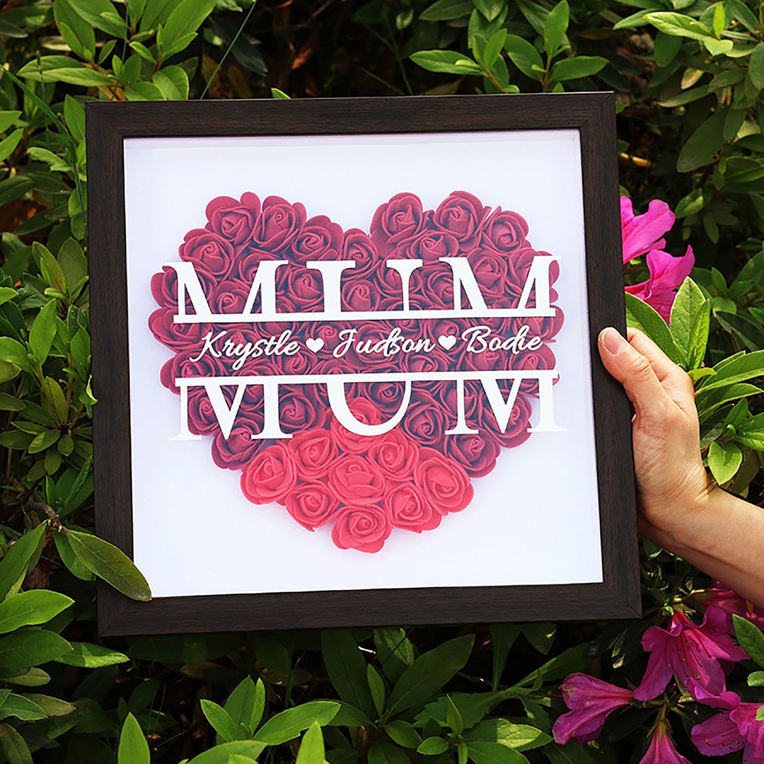 Personalized Flower Shadow Box With Name Mother's Day - Etsy