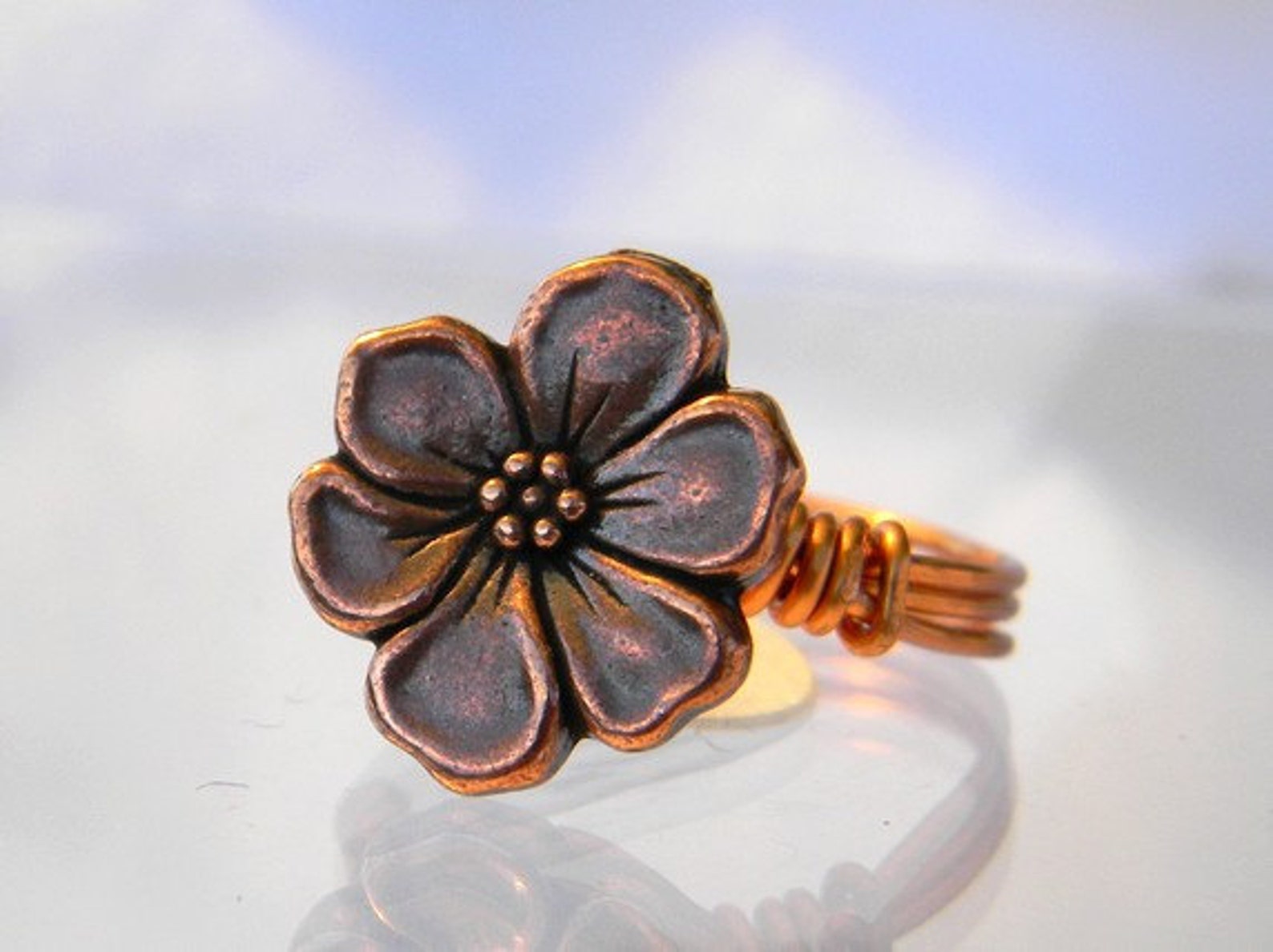 Copper Flower Ring Copper Ring Flower Ring - Etsy