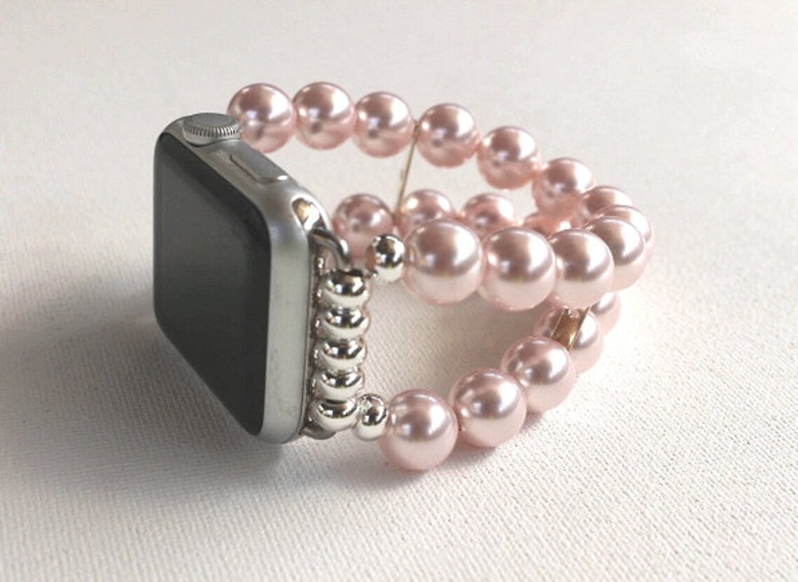 Pink Watch Band for Apple Watch Pink Crystal Pearl Apple | Etsy