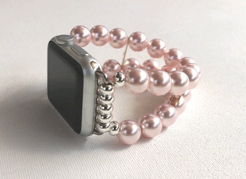 Pink Watch Band for Apple Watch Pink Crystal Pearl Apple | Etsy