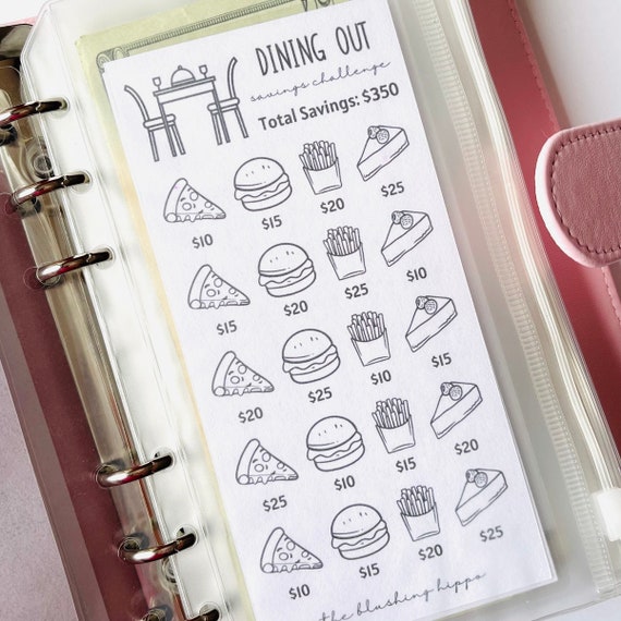 Dining Out Savings Challenge Insert | Eating Out | Cash Envelope Insert ...