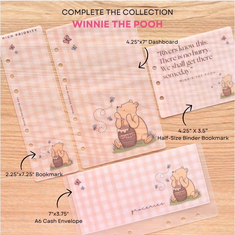 Winnie the Pooh A6 Half-size Binder Bookmark - Etsy