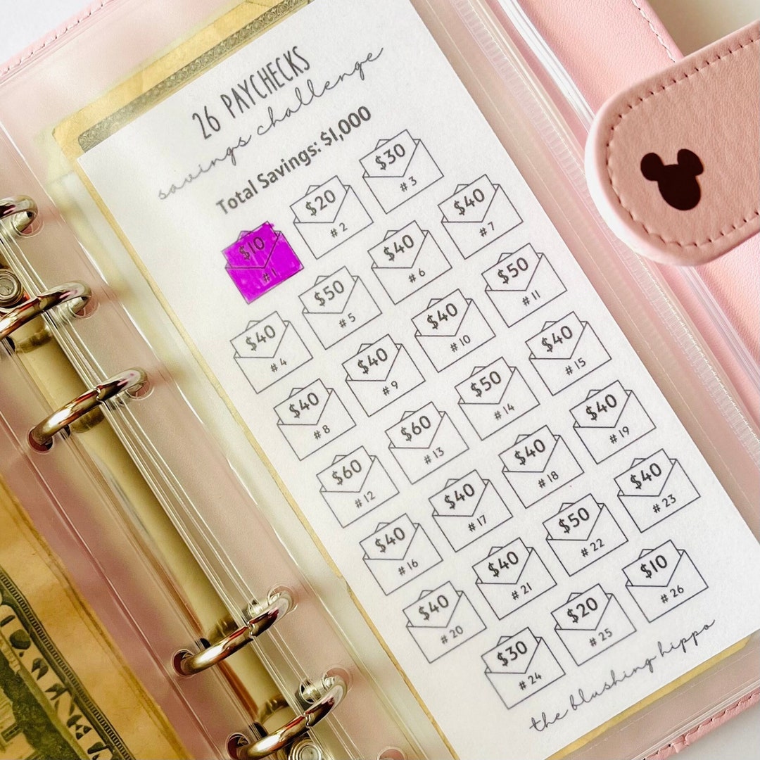 26 Paycheck Savings Challenge Insert Cash Envelope Insert - Etsy