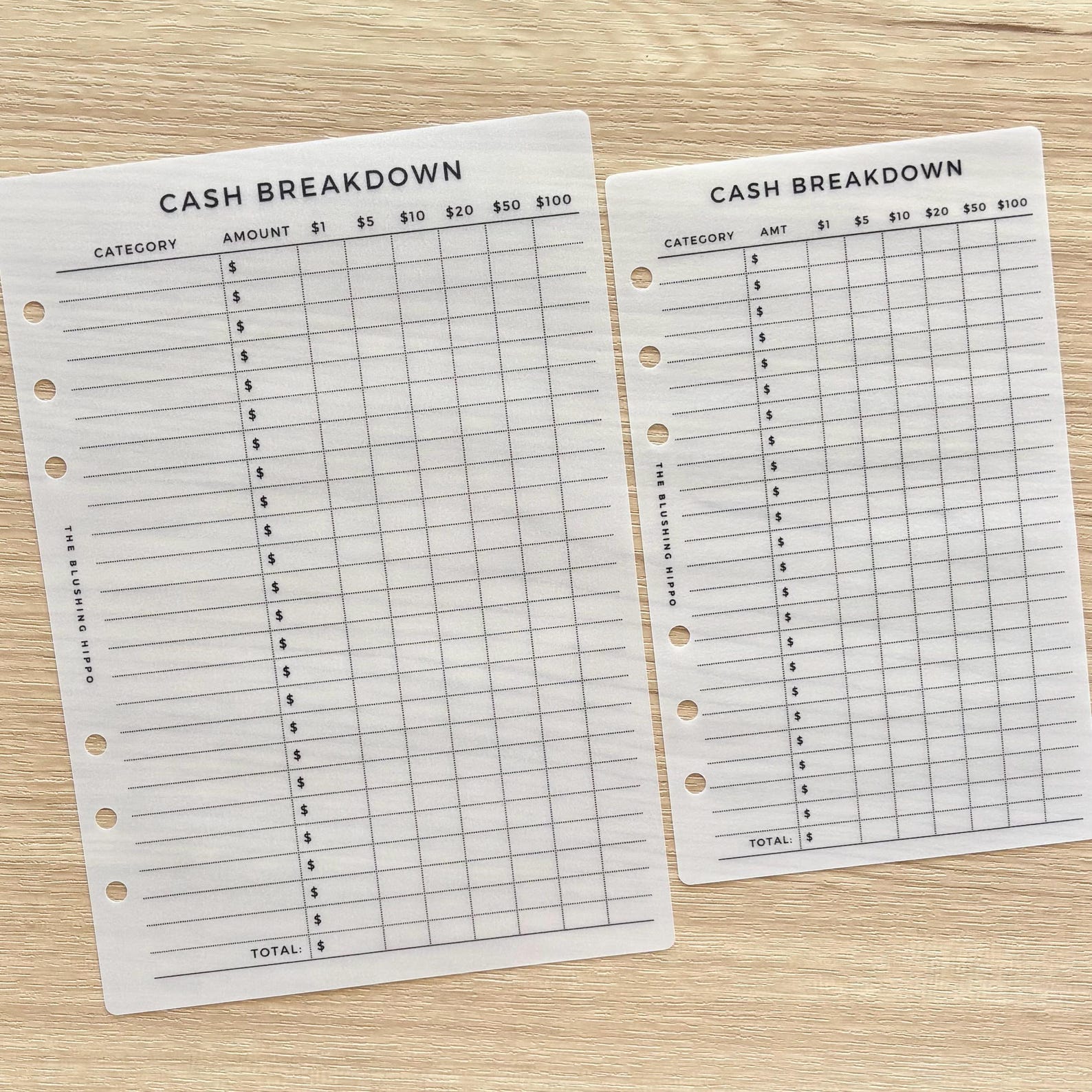 A5 A6 Cash Breakdown Dashboard - Vellum Matte Laminate - Etsy