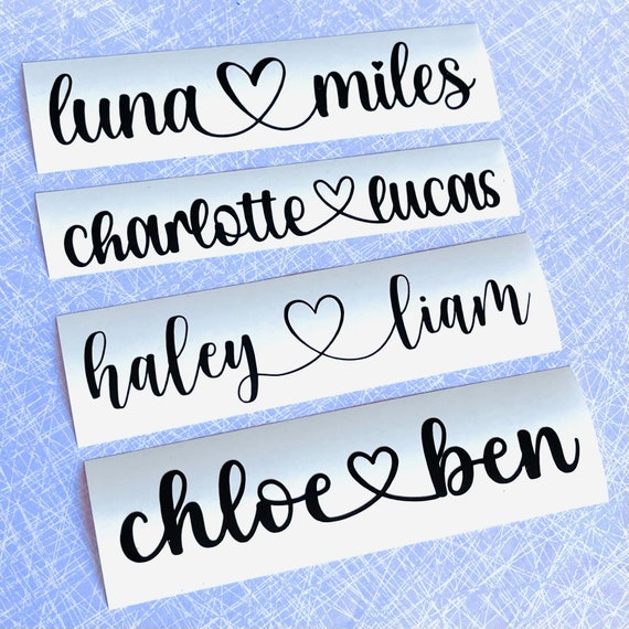 Two Names Decal | Name with Heart Decal | Custom Decal | Yeti Cup Decal ...