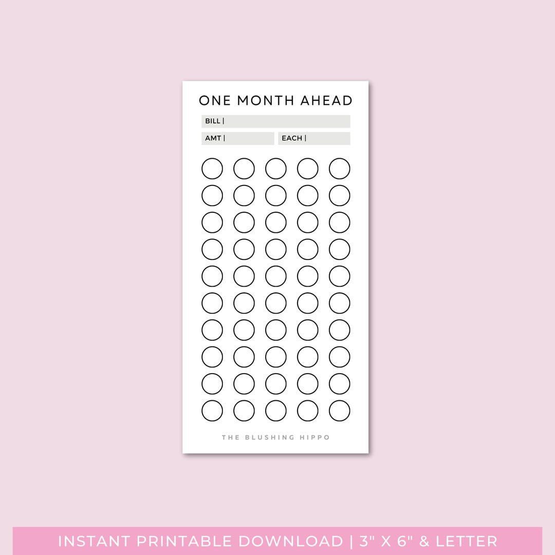 PRINTABLE One Month Ahead Savings Challenge - Etsy