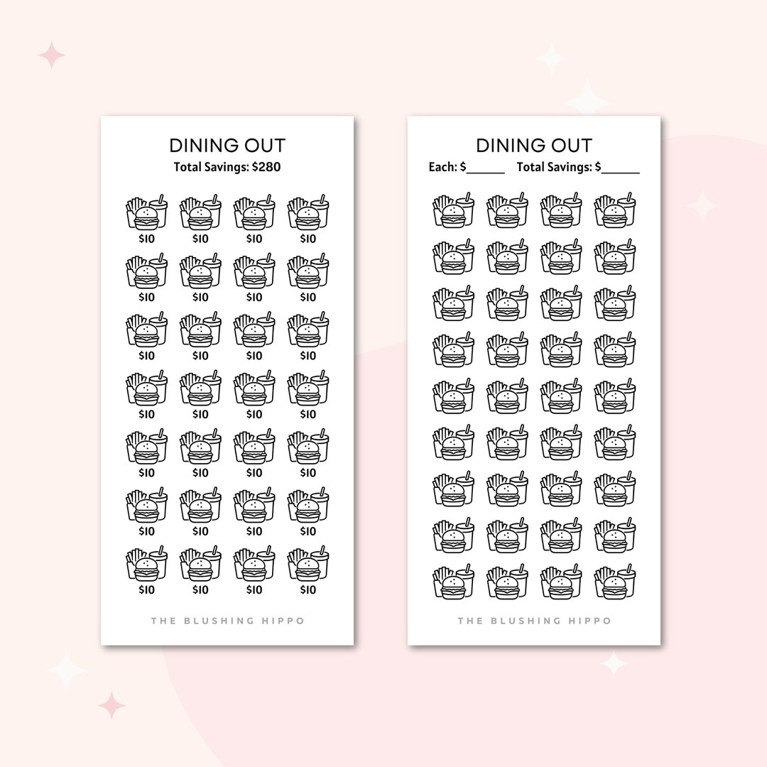 Dining Out Savings Challenge Insert | Eating Out | Cash Envelope Insert ...