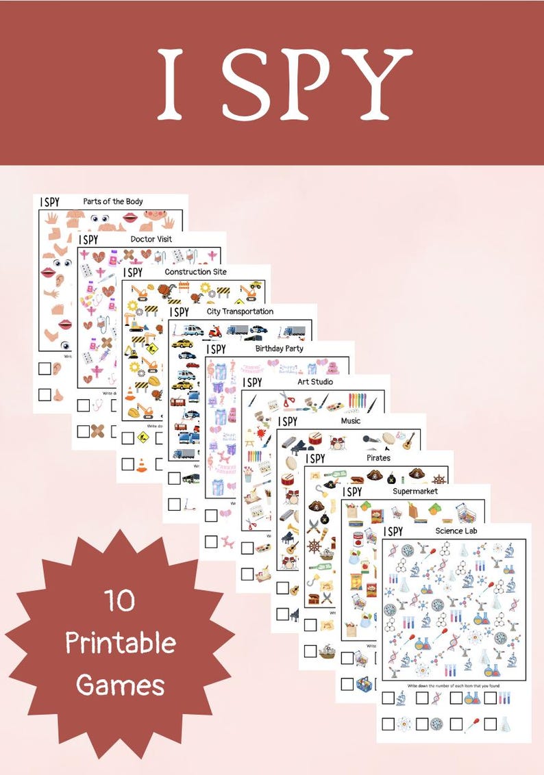 I Spy Printable Game for Kids – Part 3 | Body Parts, Pirates, Science ...