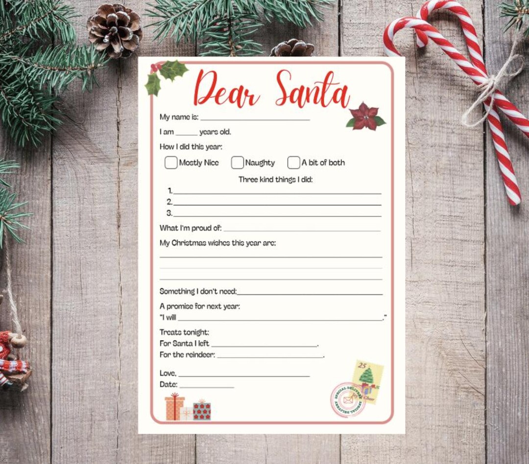 Printable Fill-in Santa Letter Template | Christmas Activity (PDF ...