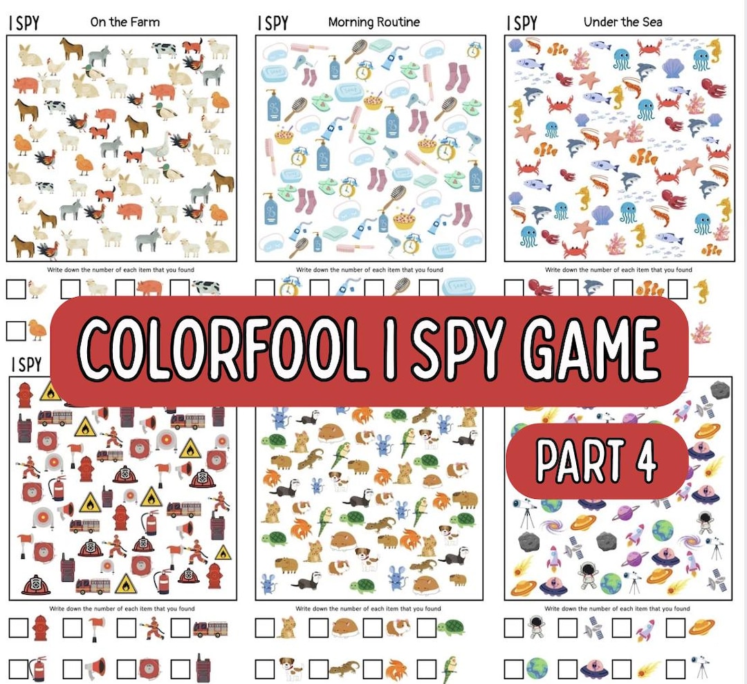 I Spy Game Printable: Farm, Pets, Forest, Space (PDF Download) Ages 3-7 ...