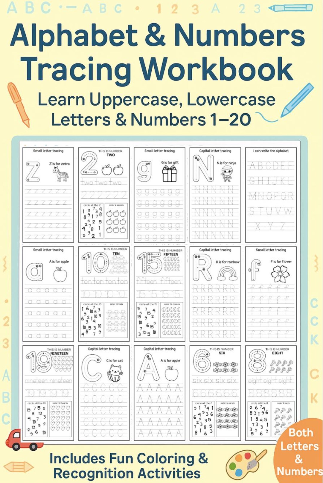 Alphabet & Numbers Tracing Worksheets | Preschool Learning PDF | ABC ...