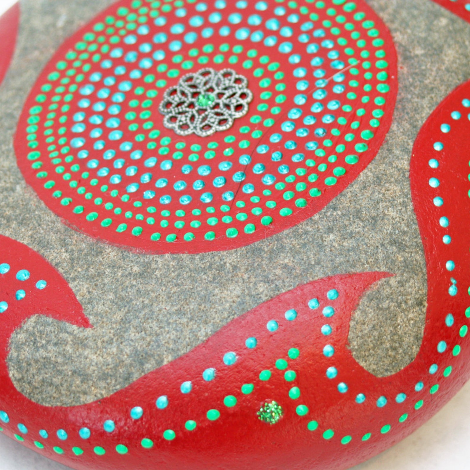 Red Waves Hand Painted Rock - Etsy
