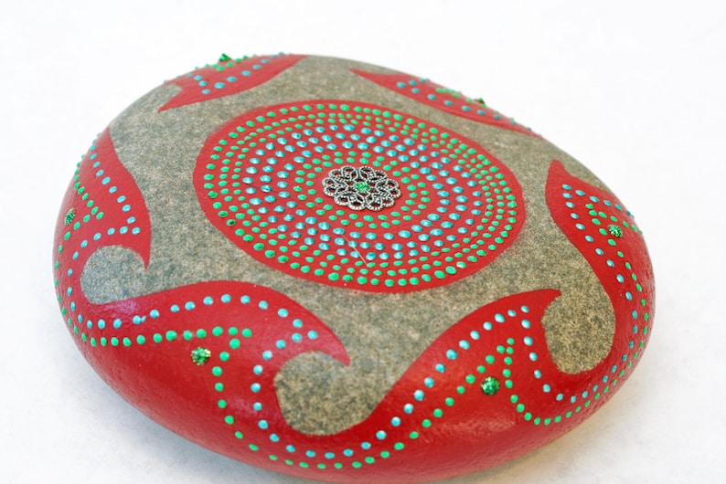 Red Waves Hand Painted Rock - Etsy